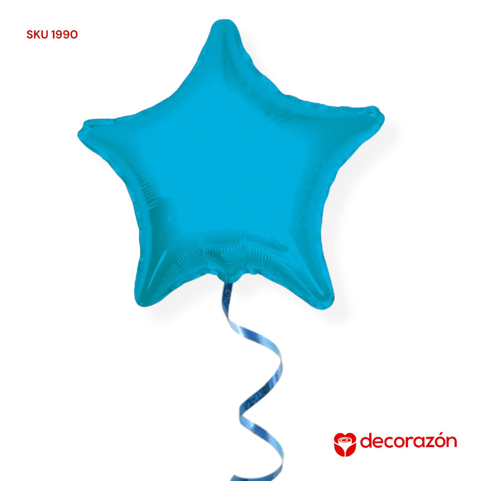 Globo metálico estrella Azul turquesa 22’ – Florería Decorazon
